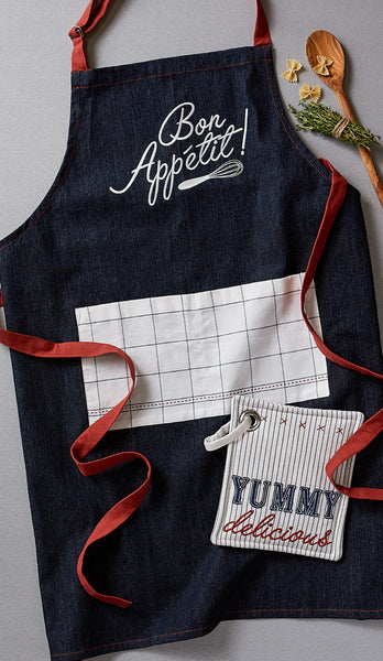 Wholesale Bon Appetit Denim Embroidered Apron – Design Imports