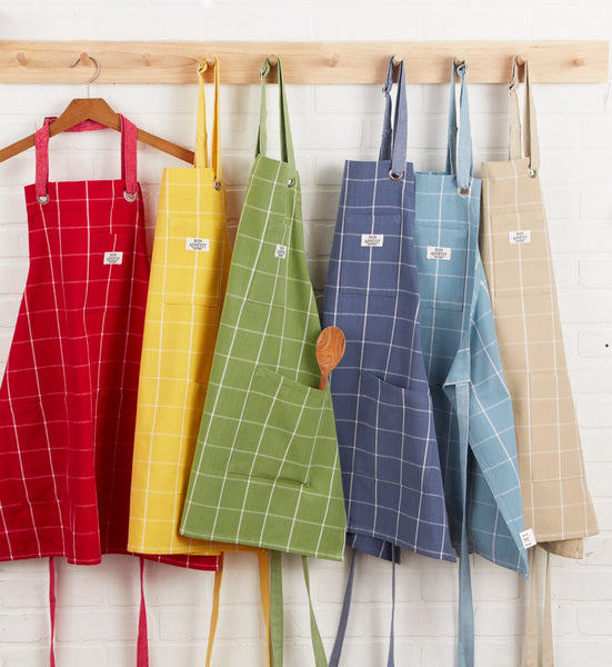 Wholesale Dusty Blue Windowpane Apron – Design Imports