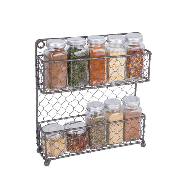 Wholesale 2 Tier Chicken Wire Spice Rack- Rustic Finish – Design Imports
